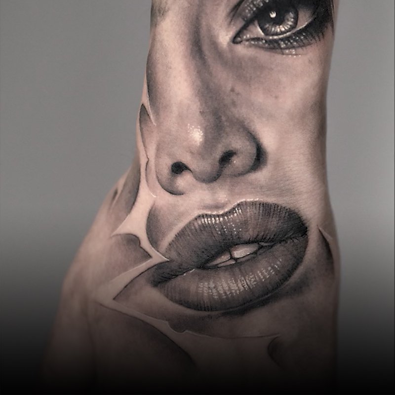 Hand Portrait Tattoos